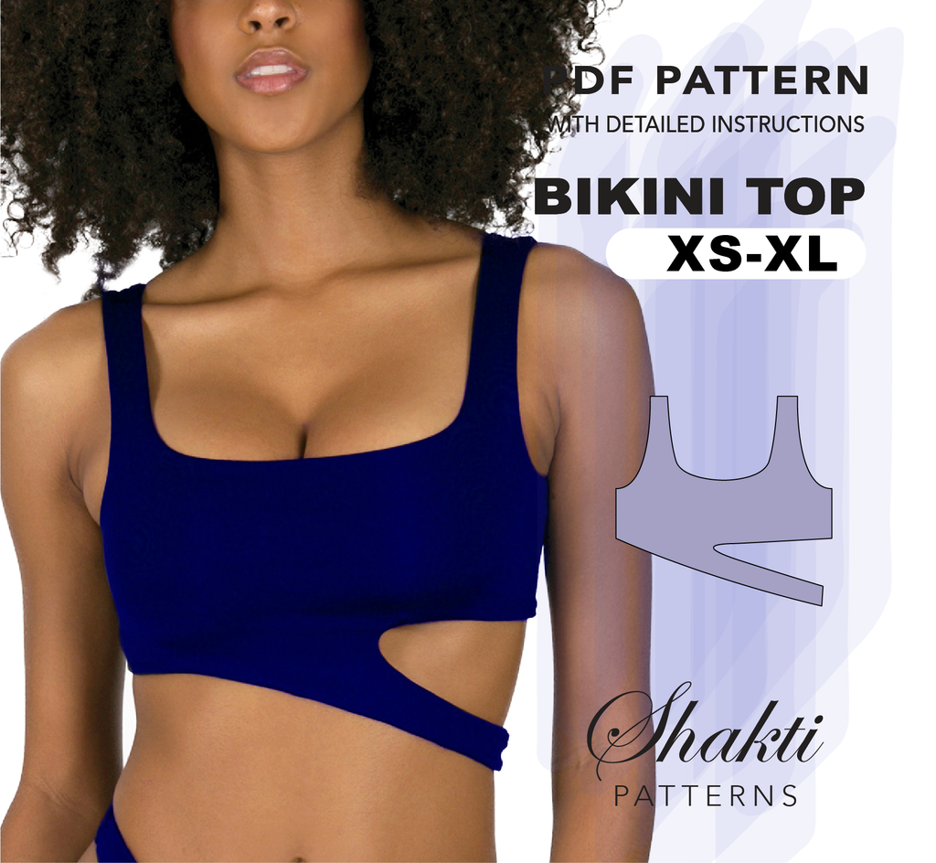 Bikini Top Sewing Pattern, Size XS-XL, Instant Download – Shakti Patterns