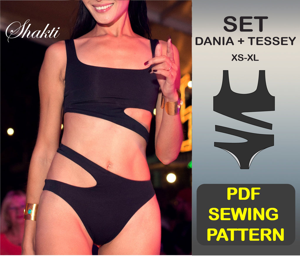 Swimwear Pdf Pattern | DIY Asymmetric Bikini Set Sewing Pattern | Size – Shakti Patterns