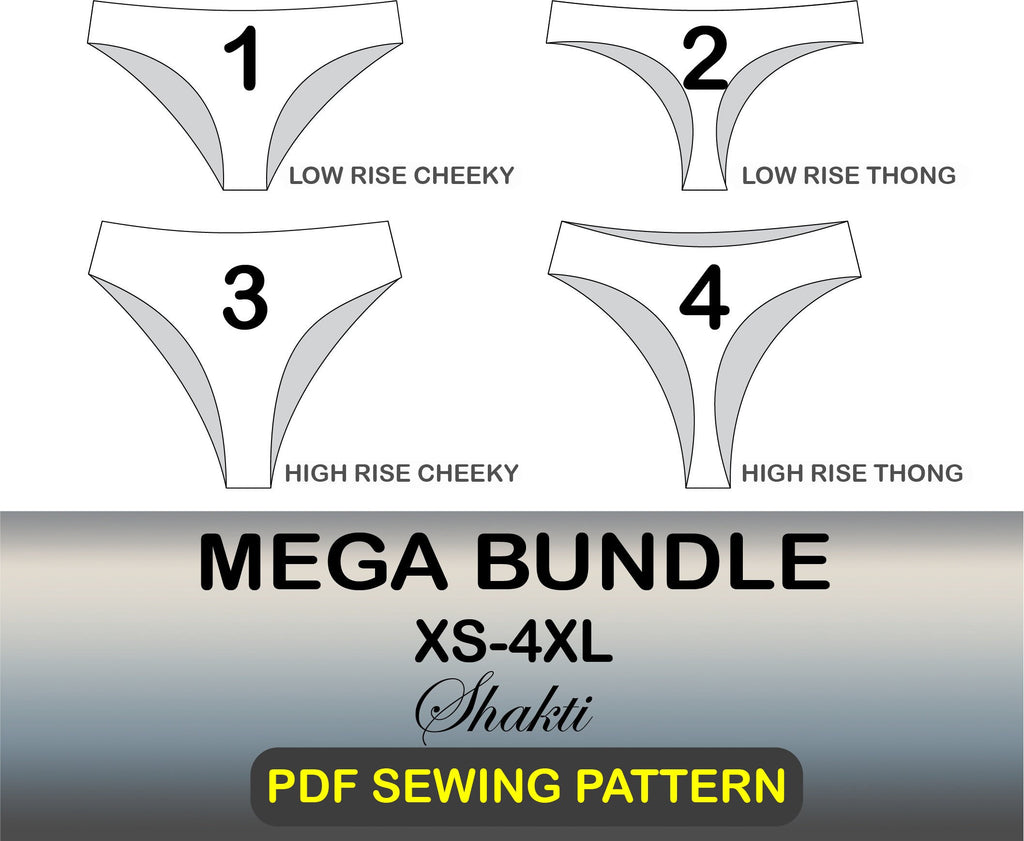 Bundle Bikini PDF Patterns / Bathing Suite Bottom / Swimwear Sewing Pa – Shakti Patterns