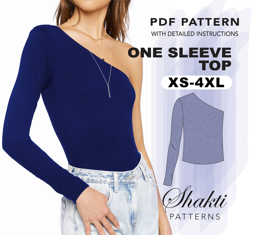 One shoulder Top Sewing Pattern, 8 Sizes XS-4XL, Instant Download ...