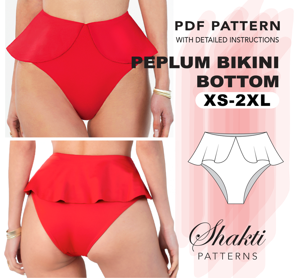 High Waisted Swimsuit Bottom Sewing Pattern, Size XS-2XL, Instant Down – Shakti Patterns