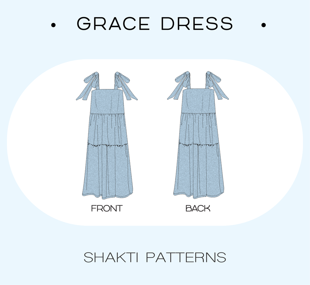 GRACE Long Dress Sewing Pattern Beginner Level, 8 Sizes XS-4XL, Instan ...